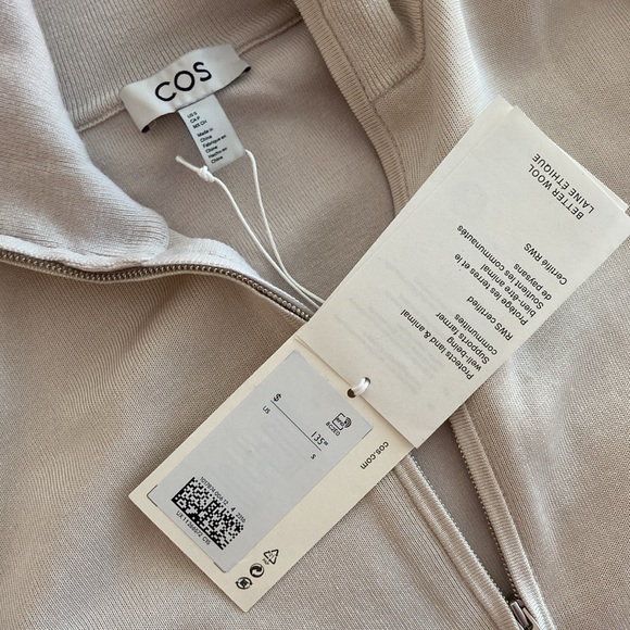 COS | Jackets & Coats | Nwt Cos Zip Up Knitted Jacket In Cream | Poshmark